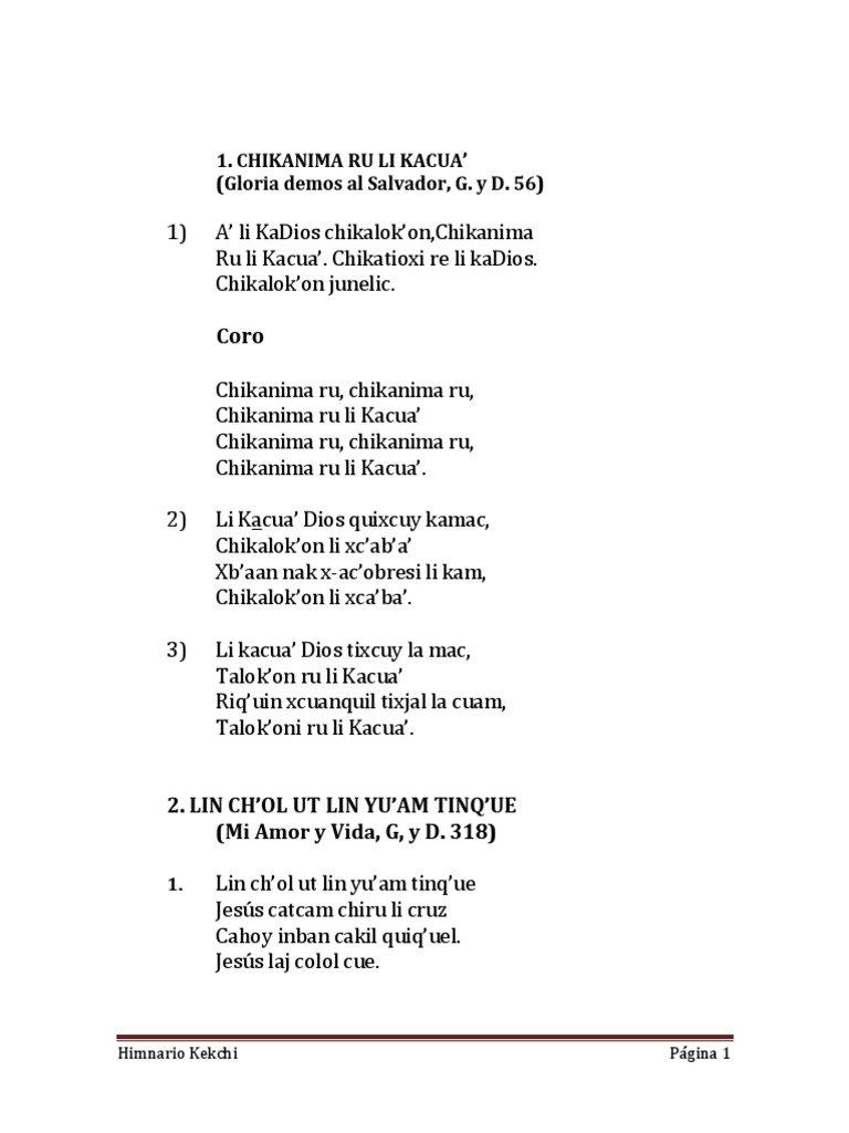Himnario Kekchi' (News) | PDF | Dios | Concepciones de dios