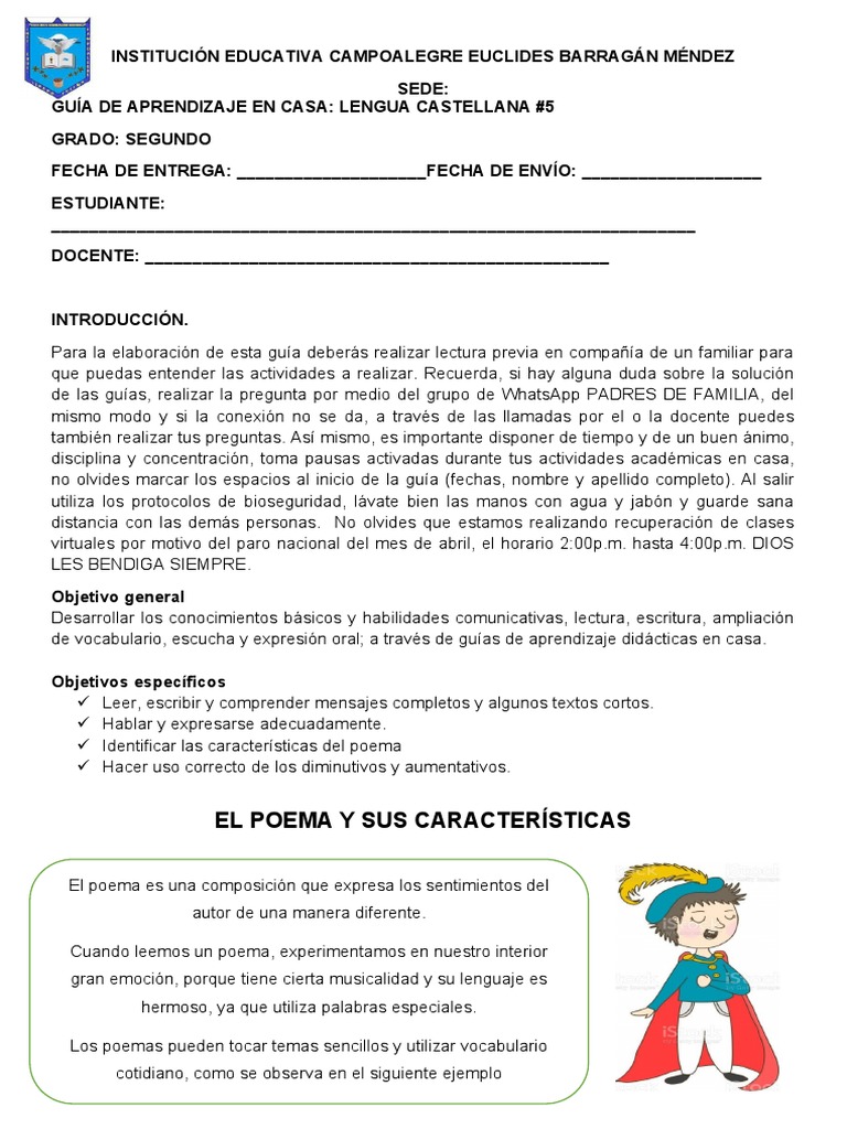 Guía de Poesía para Segundo Grado | PDF | Lingüística | Cognición