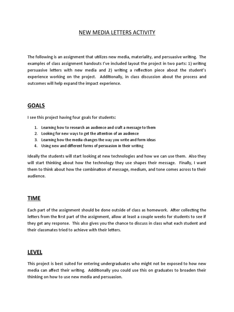 New Media Letters Activity | PDF | Public Sphere | New Media