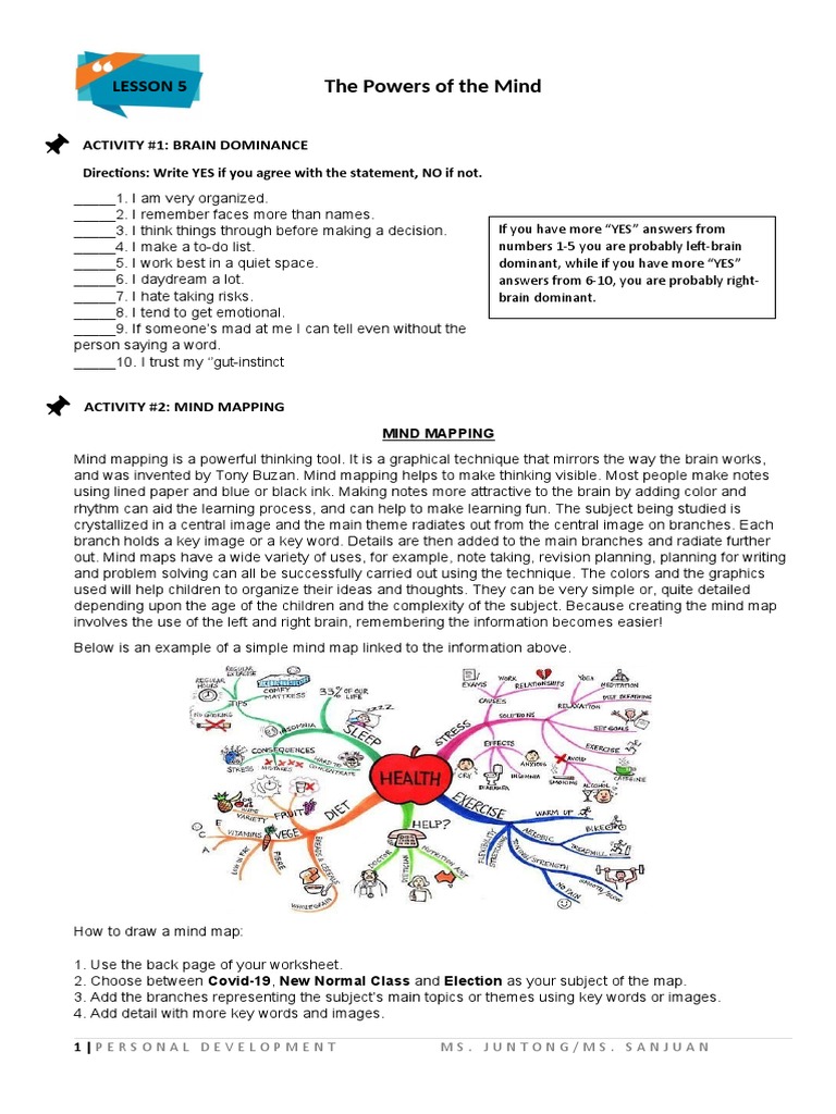 Personal Development Quarter 2 Worksheets | PDF | Mind | Parenting