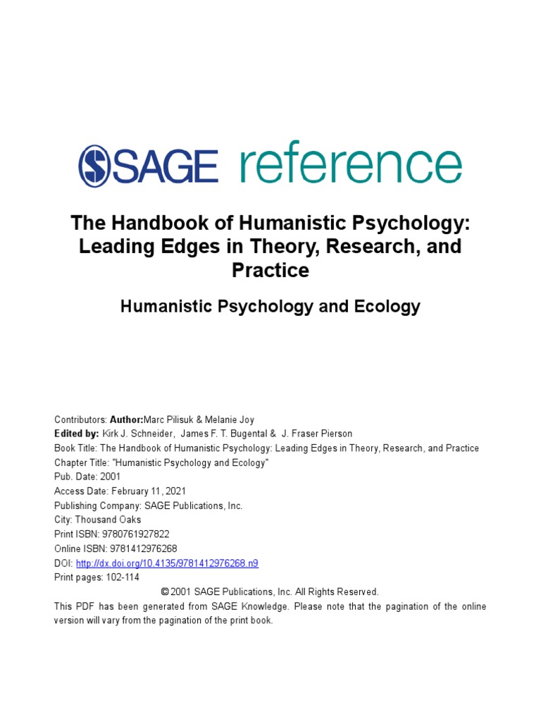 The Handbook of Humanistic Psychology: Leading Edges in Theory ...