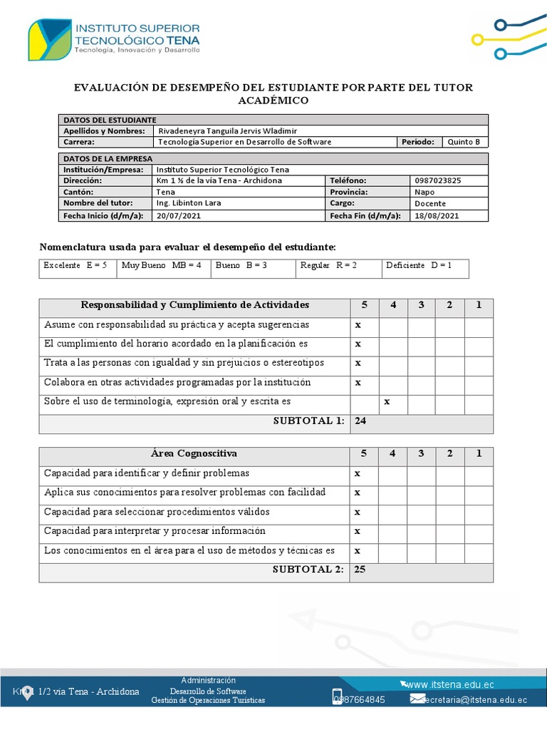 Evaluacion-De-Desempeño-Por-Parte-Del-Tutor-Academico | Descargar gratis PDF | Cognición ...