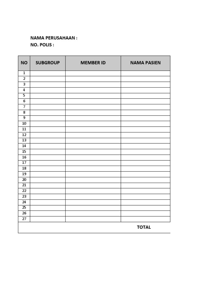 Format Rekap Klaim Reimbursement | PDF
