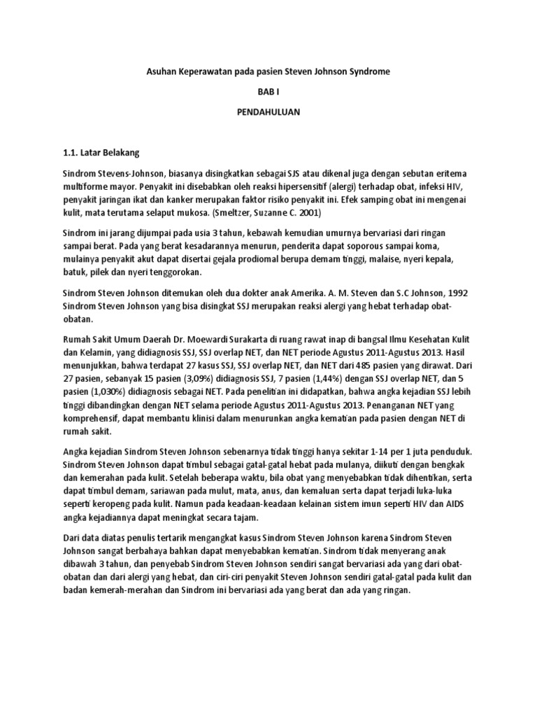 Asuhan Keperawatan Pada Pasien Steven Johnson Syndrome | PDF