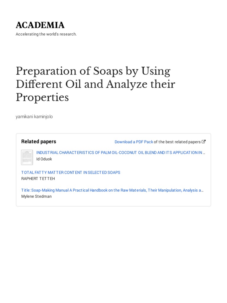 Preparation of Soaps by Using Different Oil and Analyze Their ...