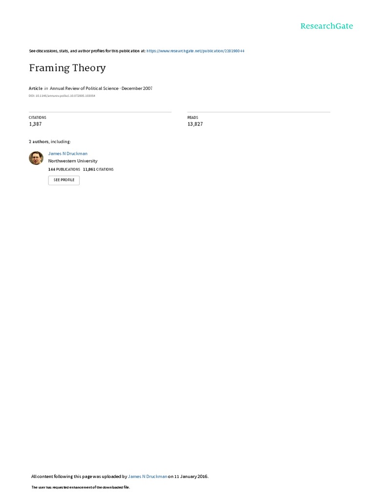 Framing Theory | PDF | Framing (Social Sciences) | Attitude (Psychology)