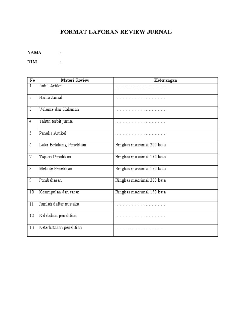 Format Laporan Review Jurnal | PDF | Olahraga & Rekreasi