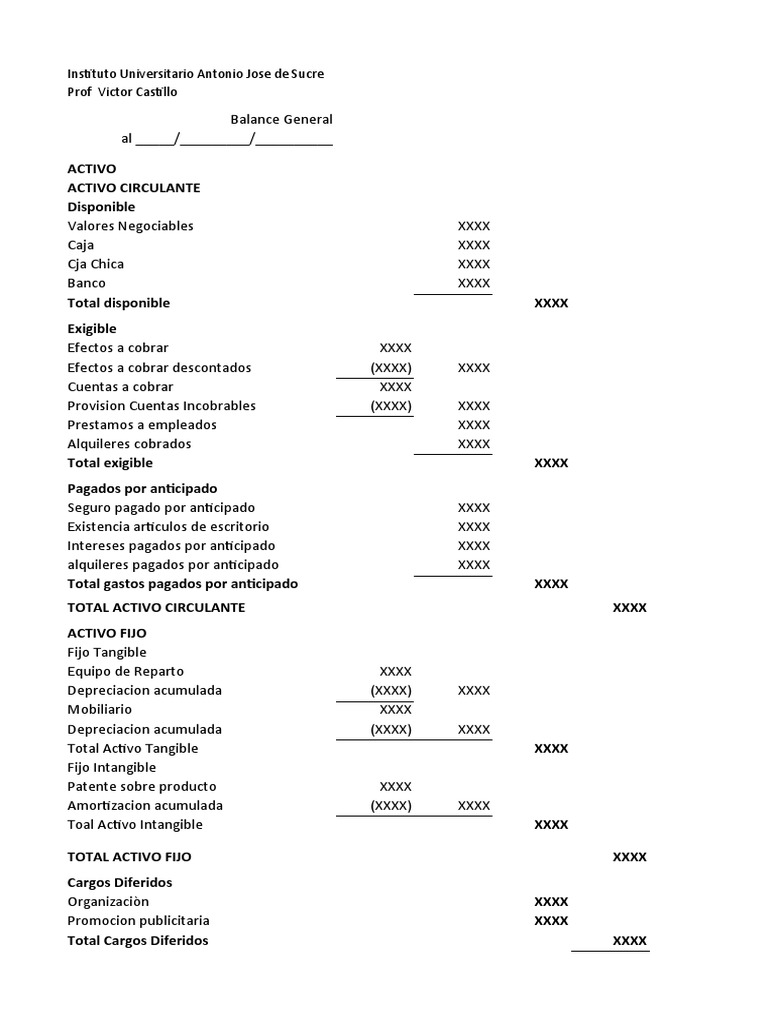 Formato para Balance General en Excel | Descargar gratis PDF ...