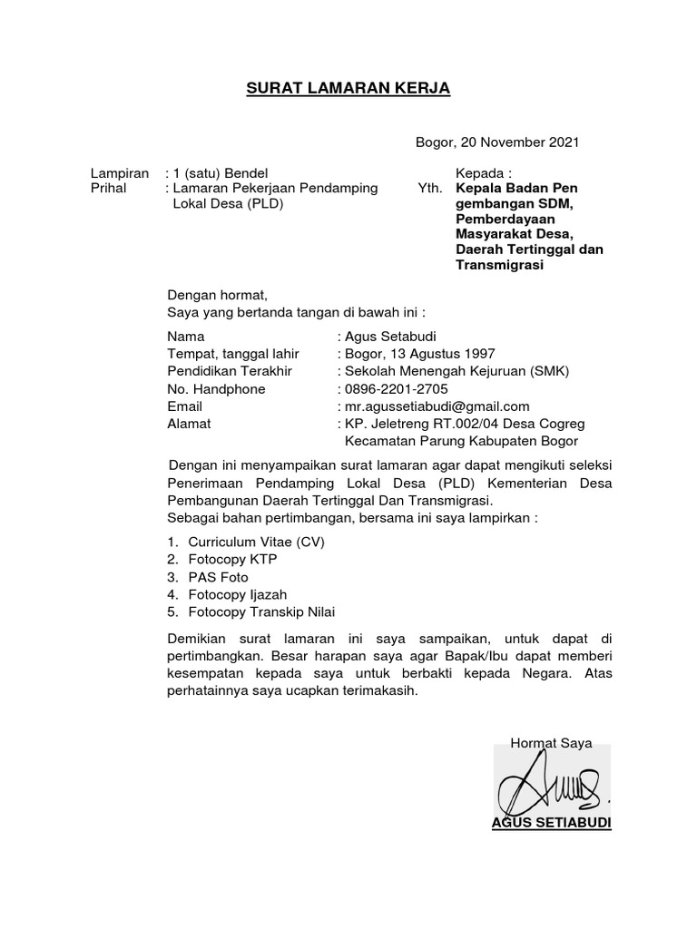 SURAT LAMARAN KERJA - Compressed | PDF