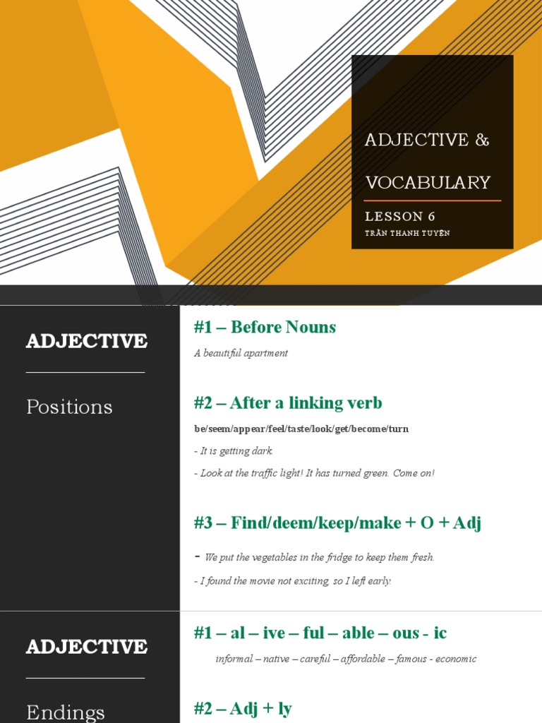 Lesson 6 - Adjectives | PDF | Adjective | Linguistics