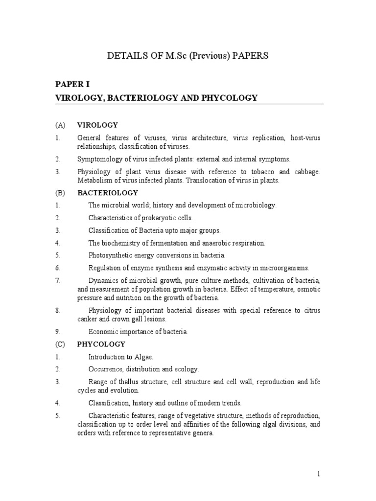 M.sc. Botany Syllabus | PDF | Meiosis | Fungus