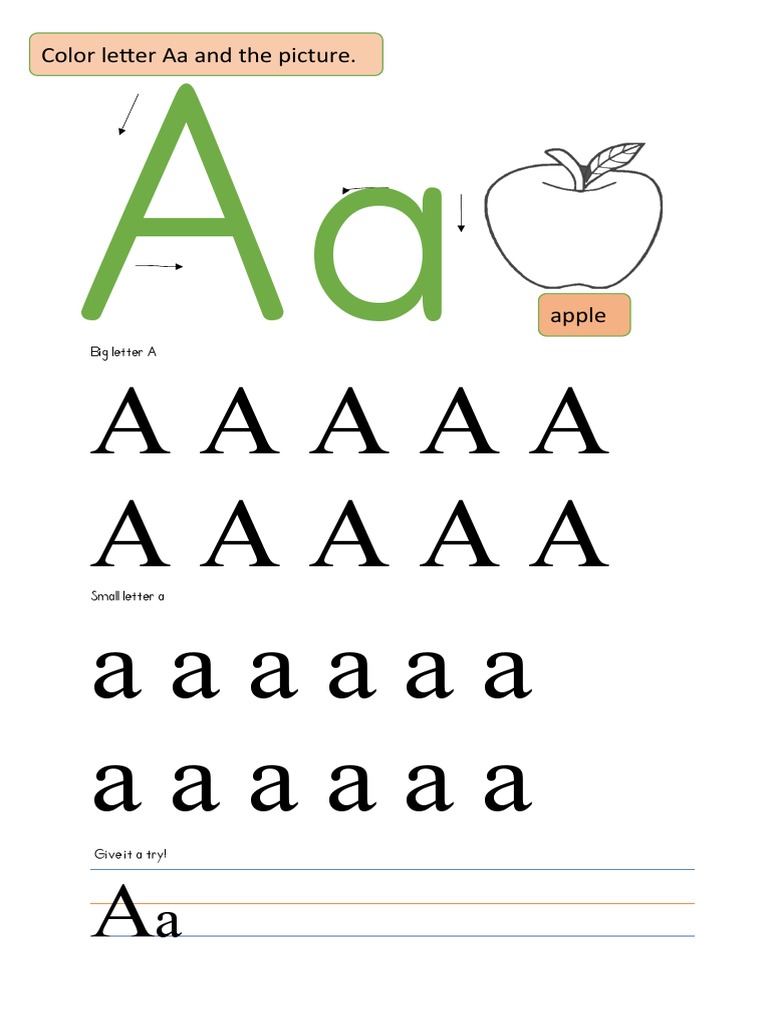 Aaaaa Aaaaa Aaaaaa Aaaaaa: Color Letter Aa and The Picture | PDF