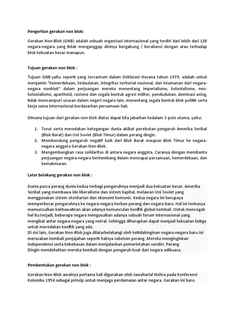 Materi Gerakan Non Blok | PDF