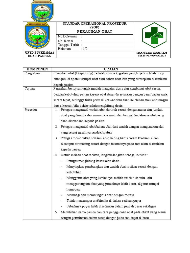 Sop Peracikan Obat | PDF | Pengembangan Diri | Sains & Matematika