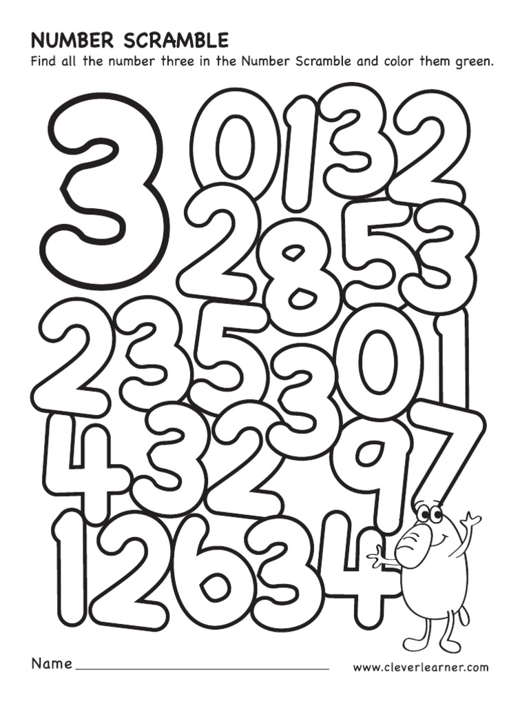 Number Scramble Coloring Worksheet 3 | PDF