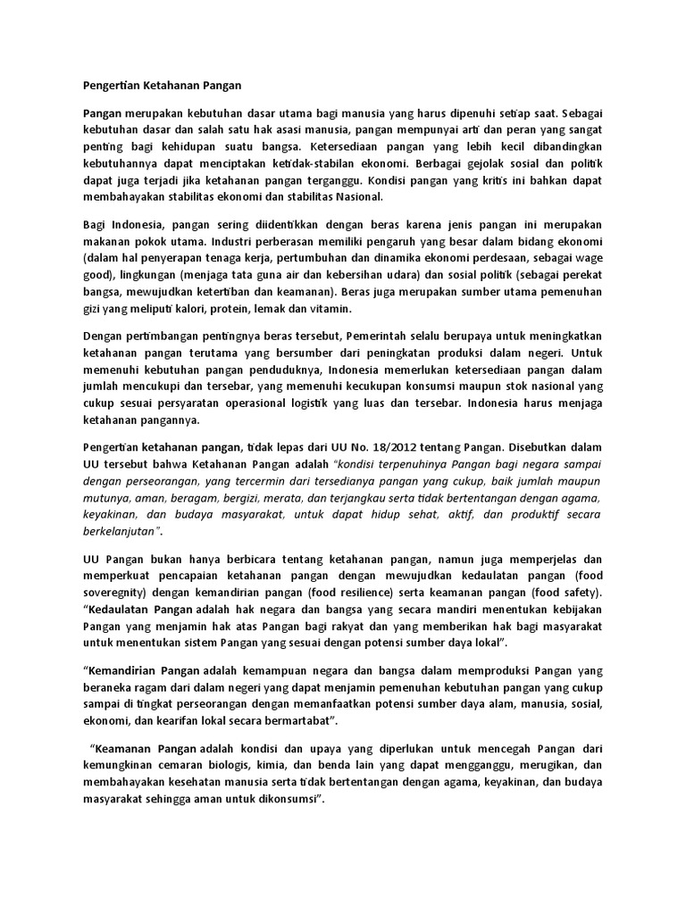 Pengertian Ketahanan Pangan Nasional | PDF | Kesehatan Holistik