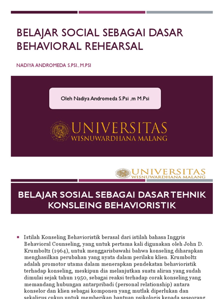 Teknik Behavioral Rehearsal dalam Konseling | PDF | Karier ...
