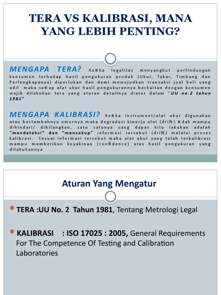 Tera Vs Kalibrasi, Mana Yang Lebih Penting | PDF