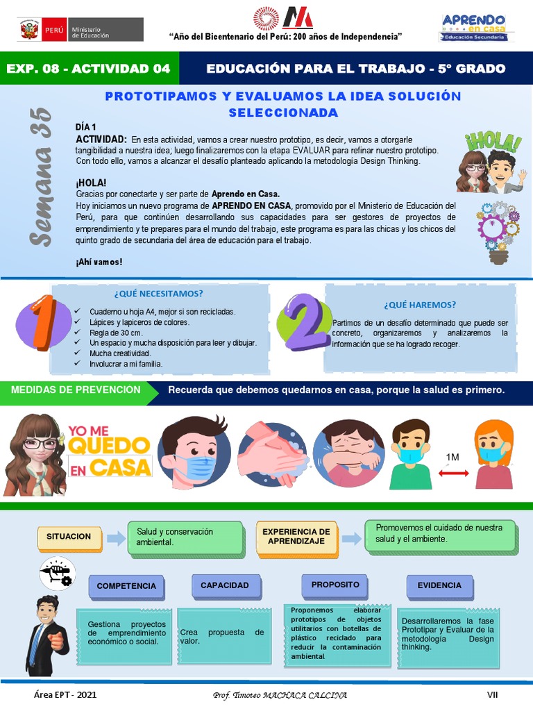 Semana 35 - Ept 5° Grado | PDF | Evaluación | Aprendizaje