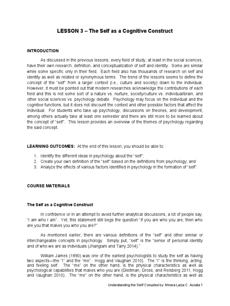 Uts Lesson 3 | PDF | Self Esteem | Identity (Social Science)