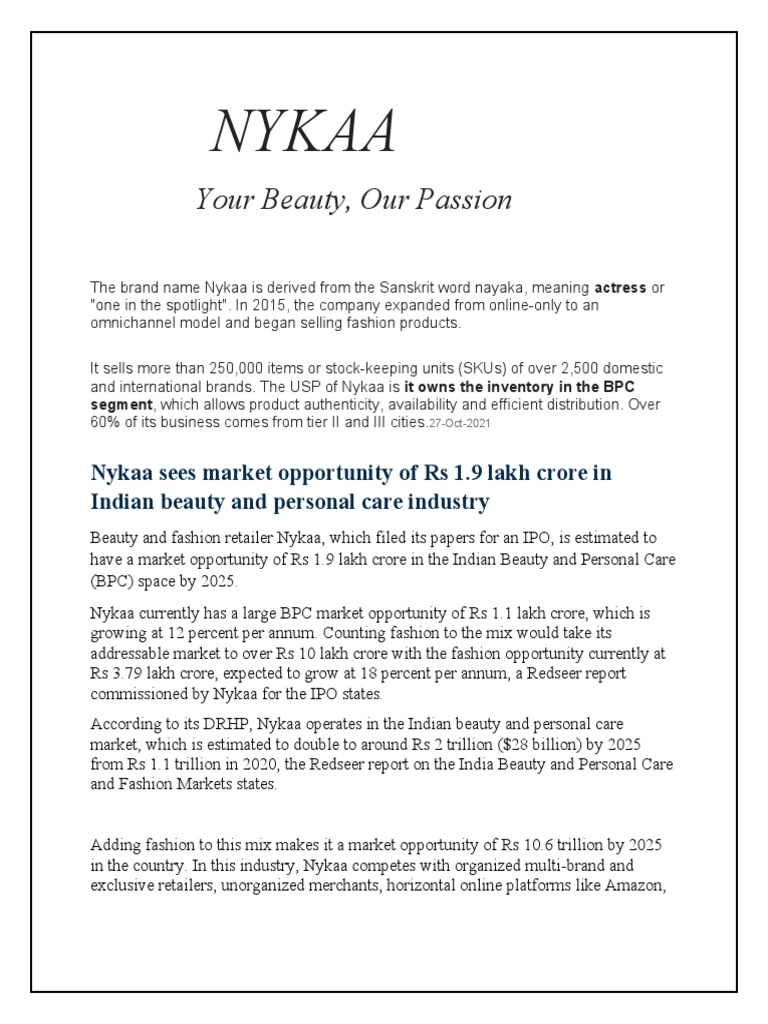 Nykaa: Your Beauty, Our Passion | PDF | Luxury Goods | E Commerce