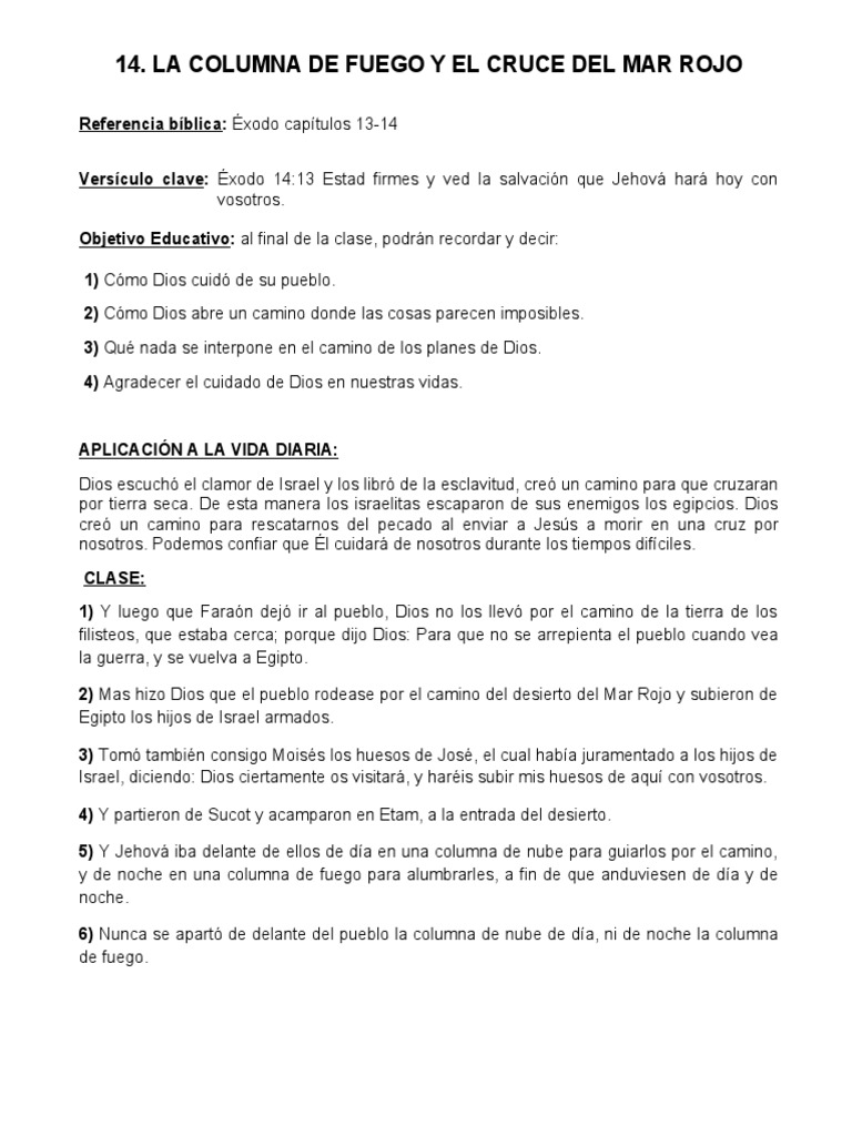 La Columna de Fuego y El Cruce Del Mar Rojo. | PDF | Moisés | Libro del ...