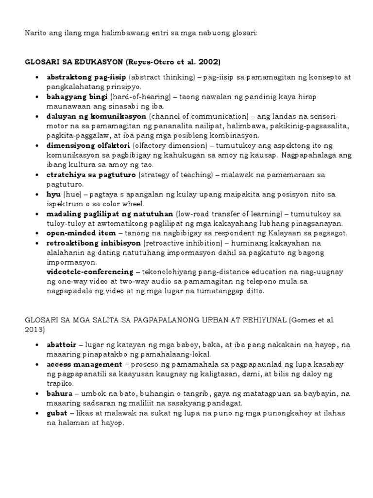 Glosari NG Mga Salita | PDF