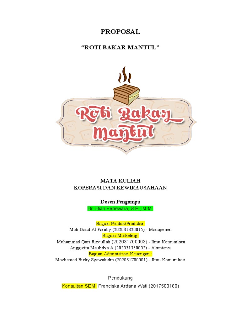 Proposal Bisnis Roti Bakar Mantul | PDF