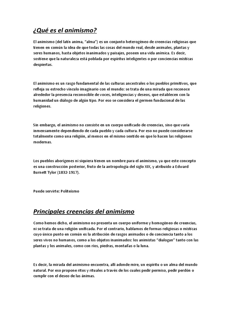 Qué Es El Animismo | PDF | Alma | Teorías filosóficas