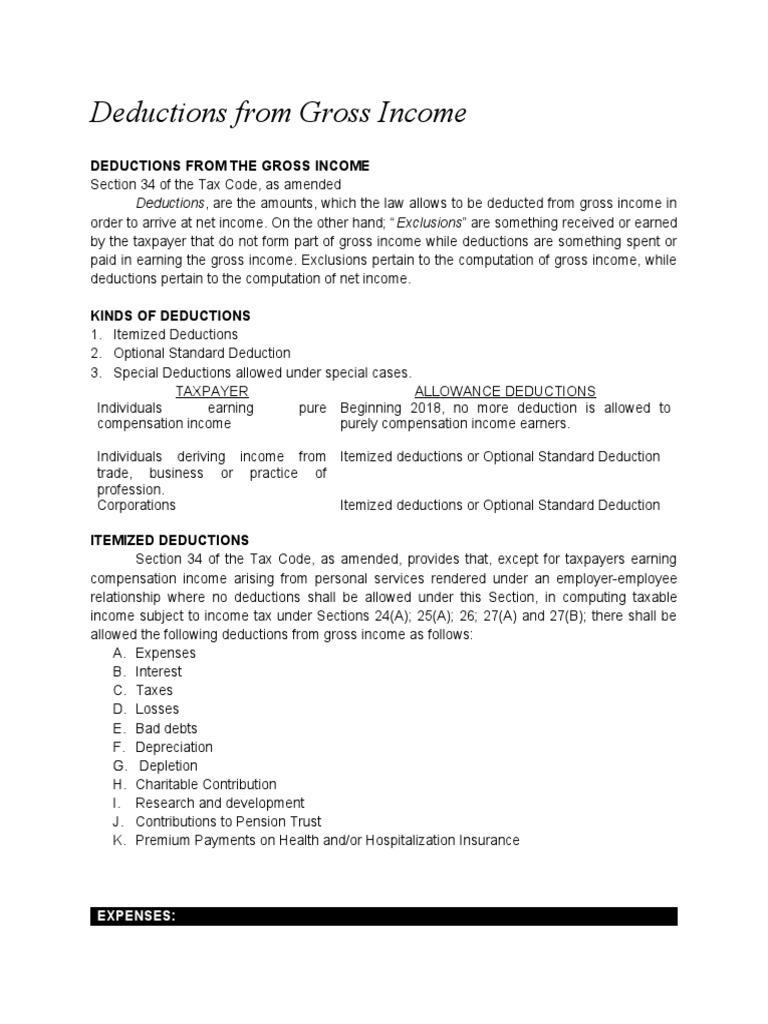 Deductions, Are The Amounts, Which The Law Allows To Be Deducted From ...