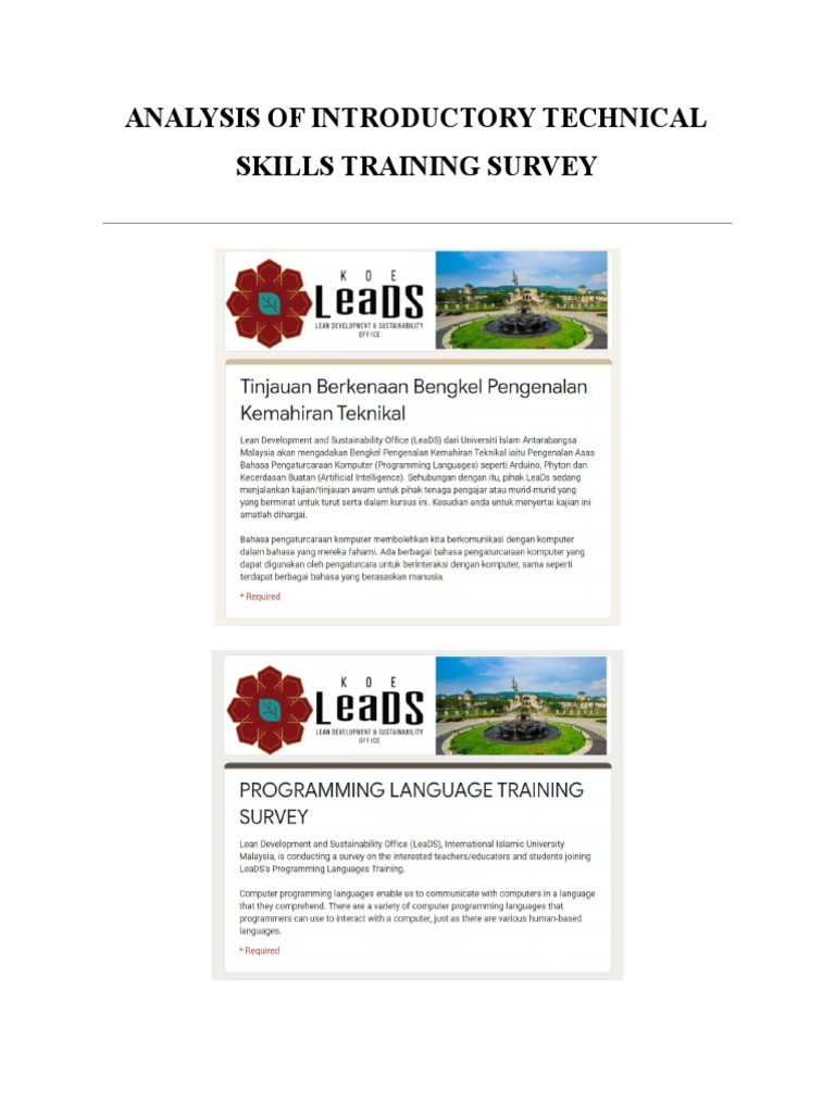 Introductory Technical Skills Survey Analysis | PDF