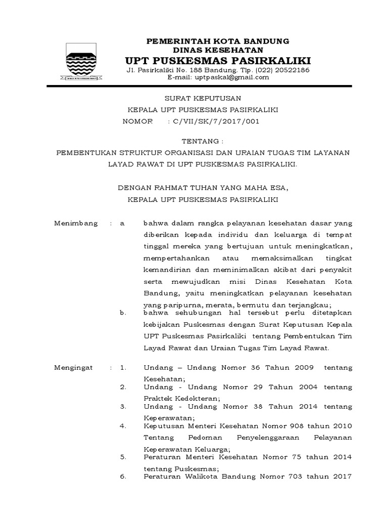 Struktur Organisasi Tim Layad Rawat | PDF