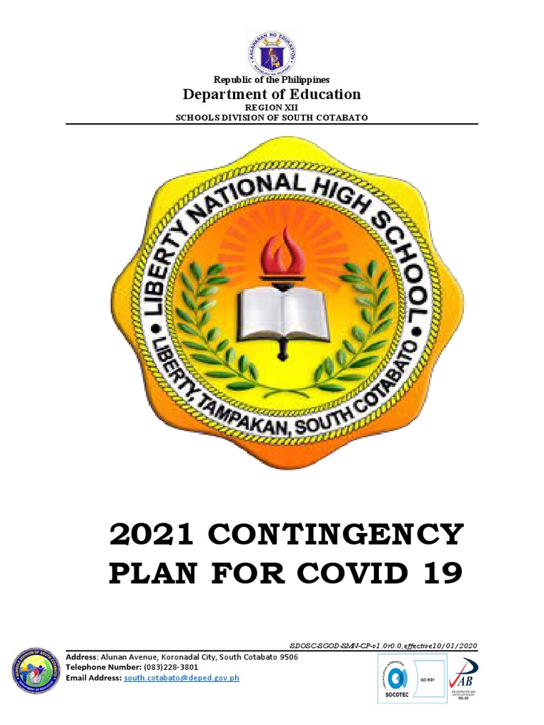 2021 Contingency Plan For Covid 19: Department of Education | PDF ...