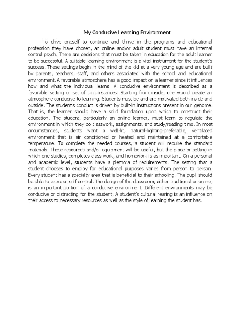 My Conducive Learning Environment Pdf