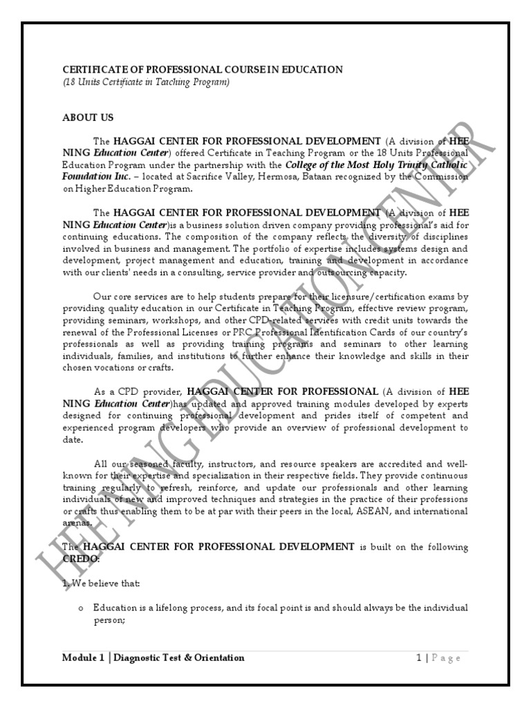 Certificate in Teaching Program Overview | PDF | Learning | Teachers