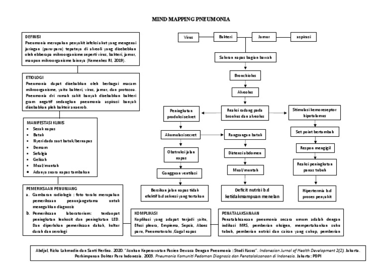 Mind Map Pneumonia Adriana Mardiah - J230205038 | PDF