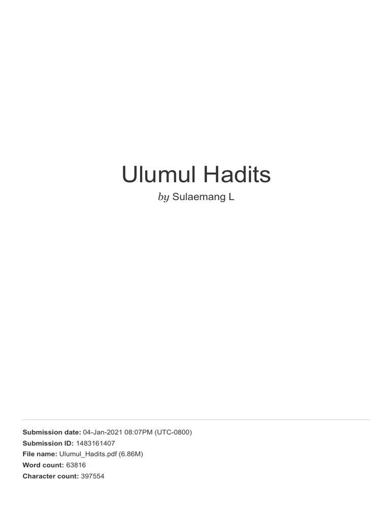 Ulumul Hadits | PDF | Hadith | Islamic Branches