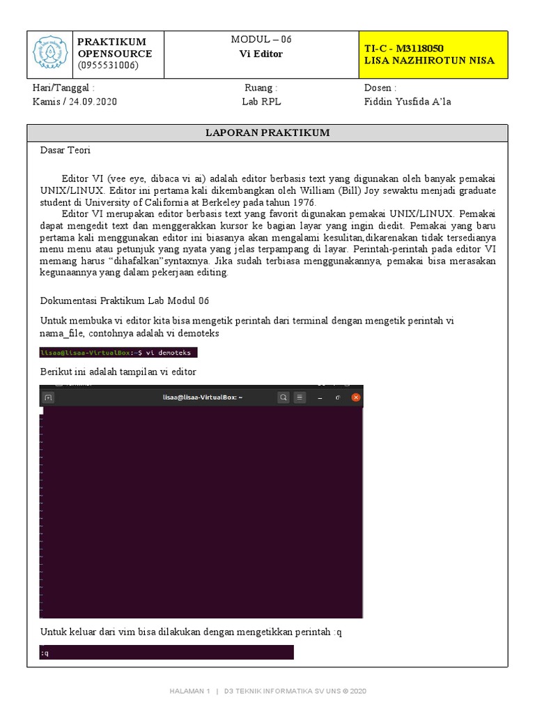 Tugas 06 - M3118050 - Lisa Nazhirotun Nisa - Os | PDF