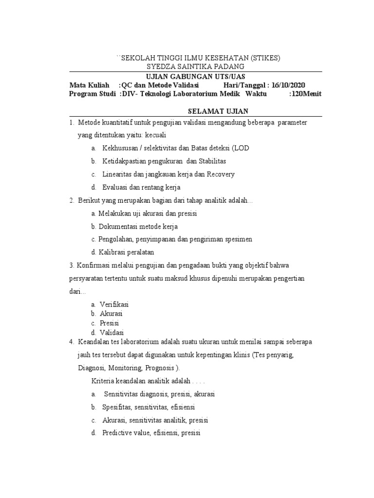 Soal Ujian QC 2 | PDF