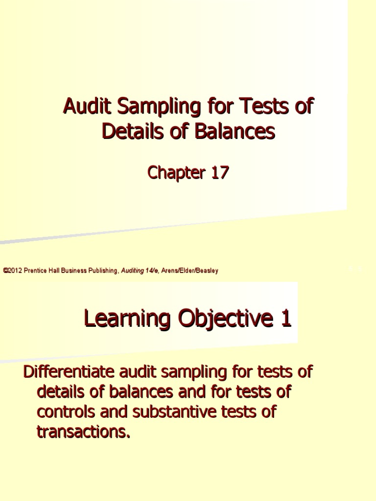 Audit Sampling For Tests of Details of Balances | PDF | Mean | Audit