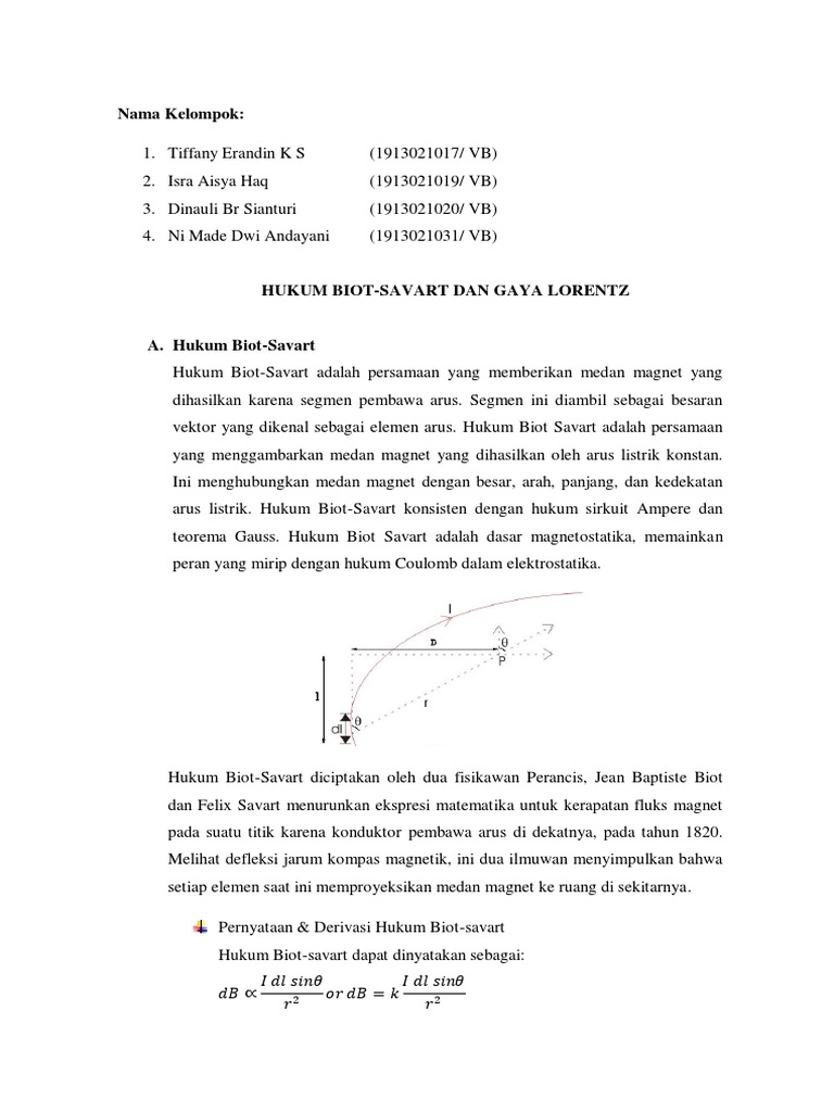 Hukum Biot-Savart Dan Gaya Lorentz | PDF