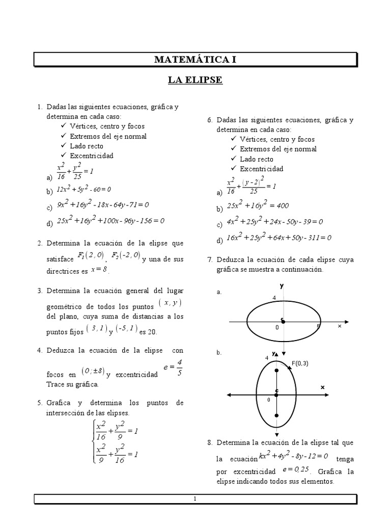 Elipse | PDF | Elipse | Geometría analítica