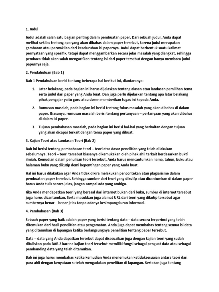 Cara Pembuatan Paper Kuliah | PDF