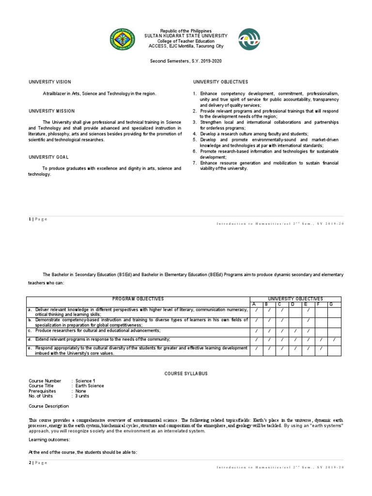 Earth Science Syllabus | PDF | Earth | Science