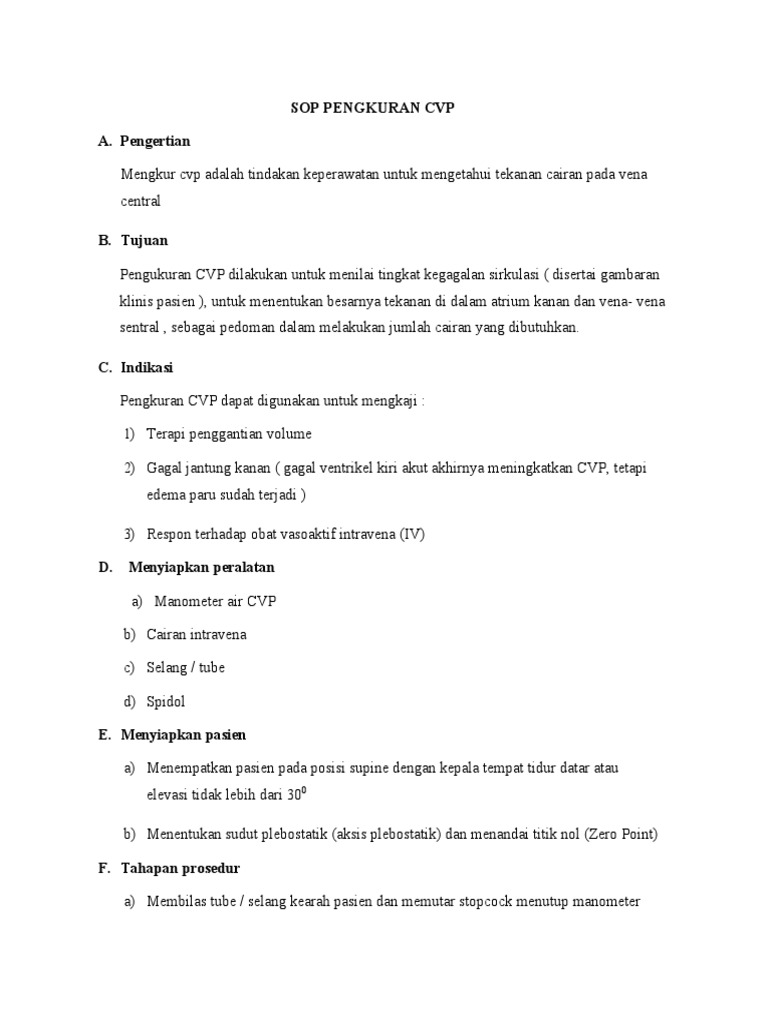 Sop Pengkuran CVP | PDF