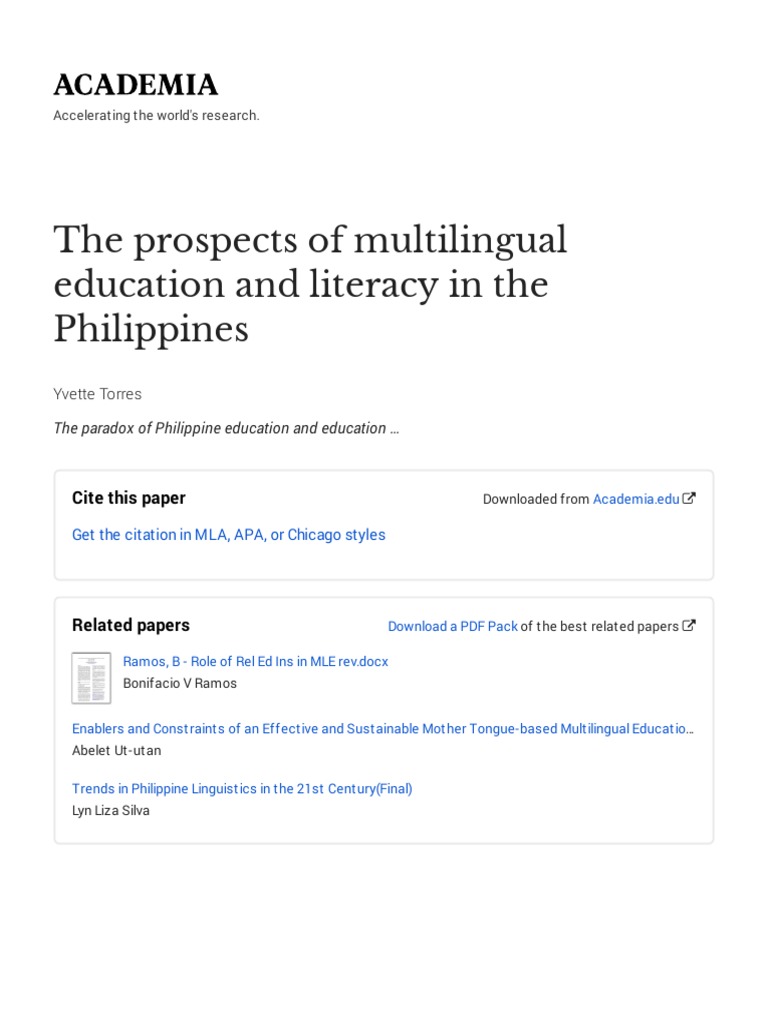 Multilingual Education Prospects in the Philippines | PDF | Second ...