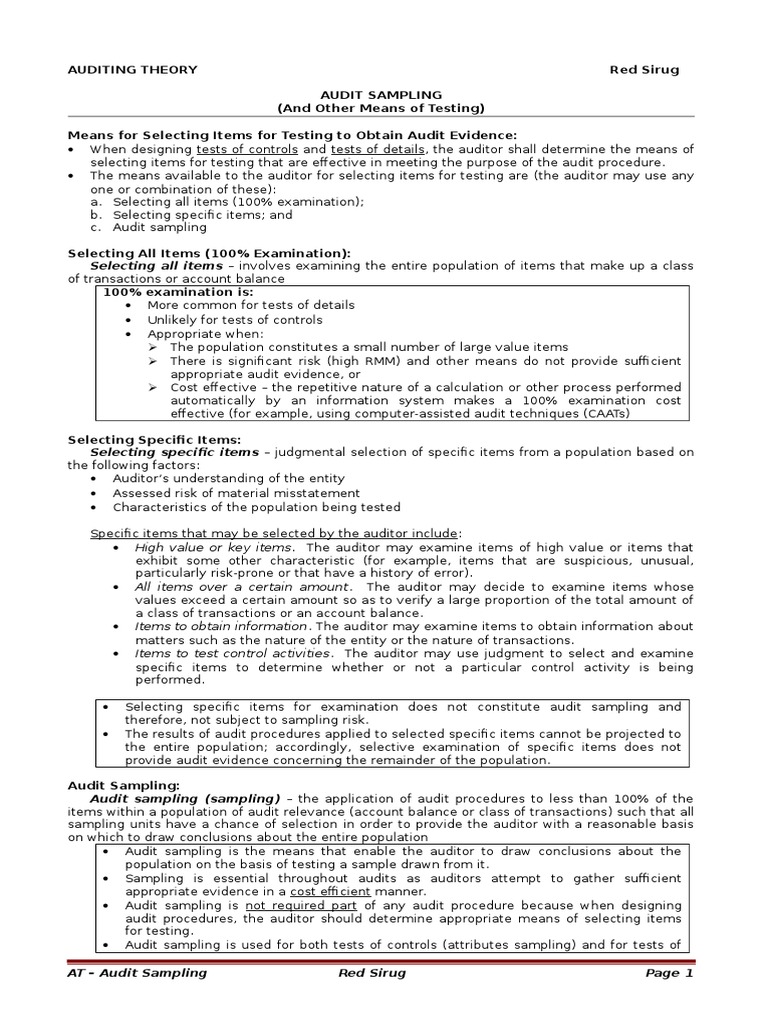 RED - Audit Sampling | Download Free PDF | Audit | Sampling (Statistics)