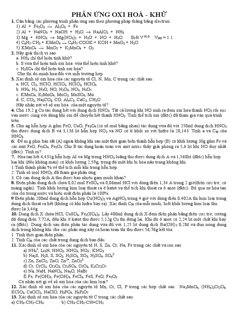 Bai Tap Tu Luan PHAN UNG OXI HOA KHU | PDF