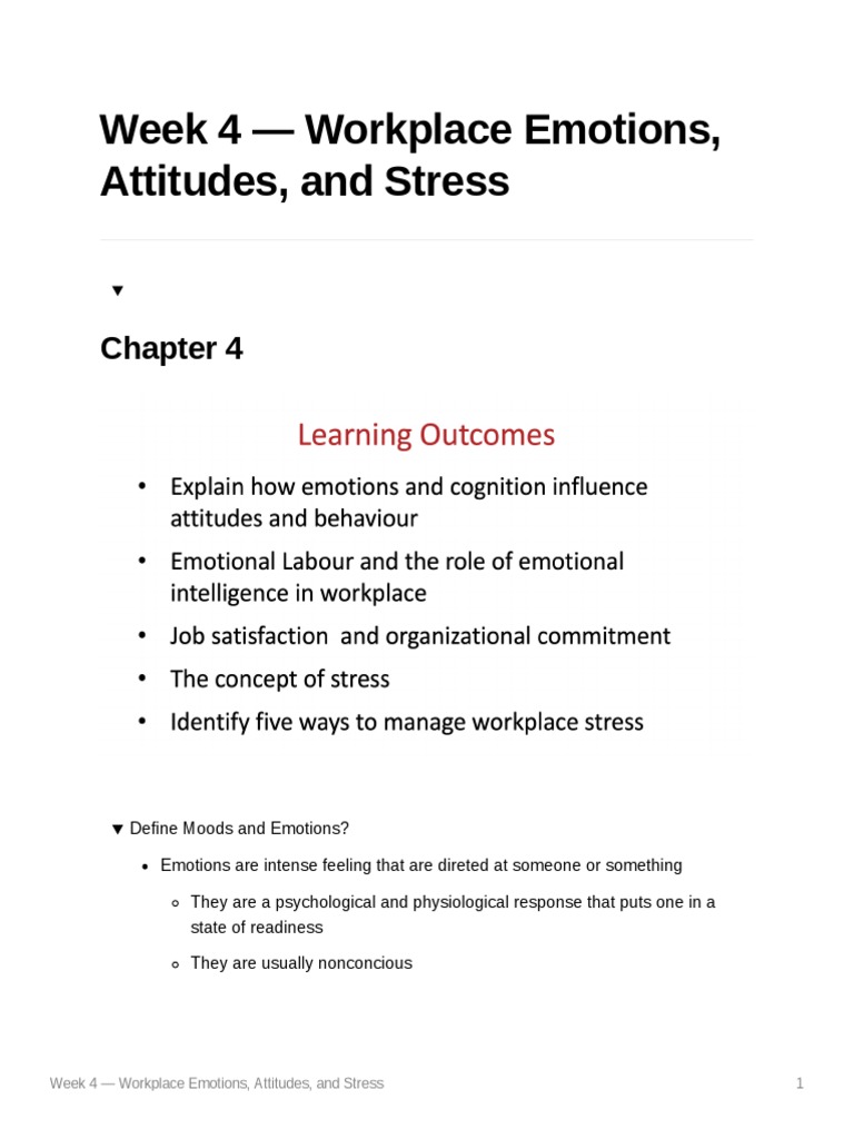 Week 4 Workplace Emotions Attitudes and Stress | PDF | Emotions ...