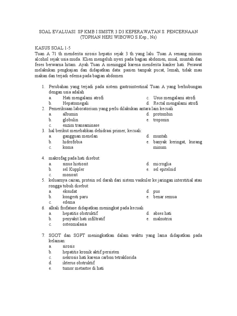 Soal KMB I Sistem Pencernaan | PDF